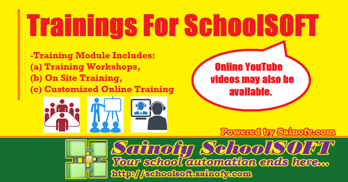 Training Modules of Sainofy SchoolSOFT School Management Sof