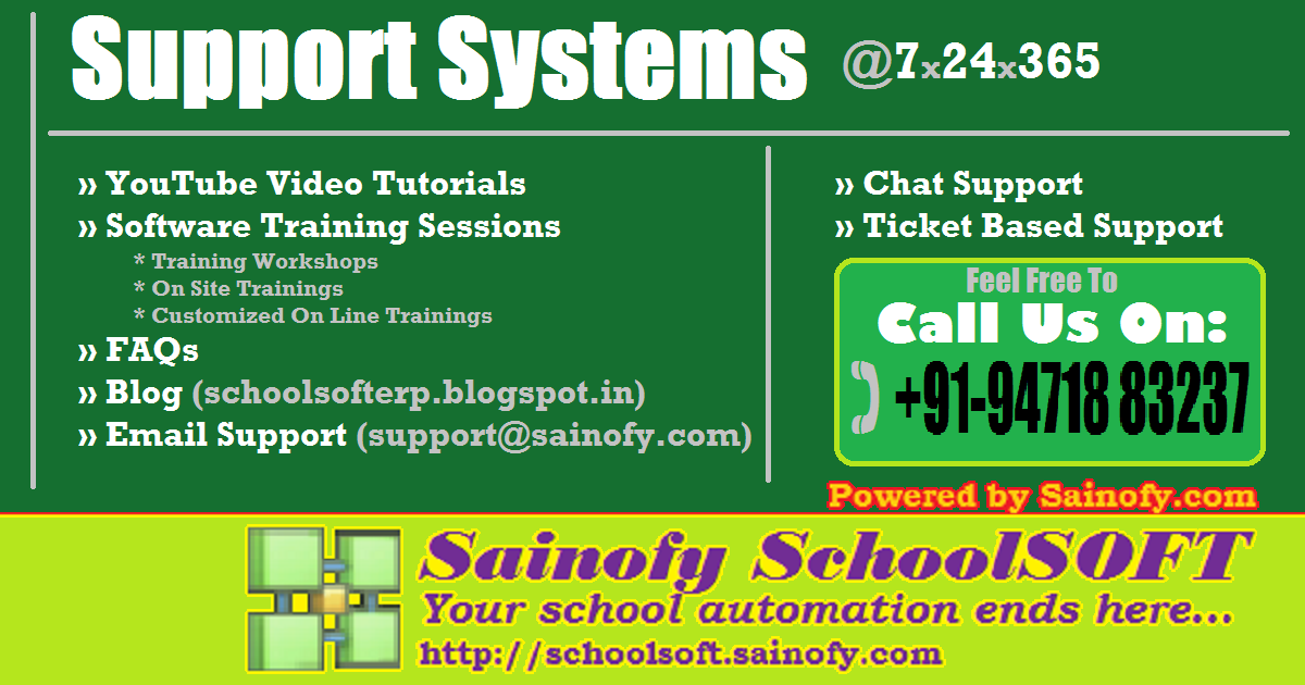 SchoolSOFT Support Systems | Sainofy SchoolSOFT